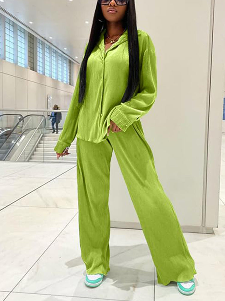 Pleated Top Wide Pants Set – ECHOINE