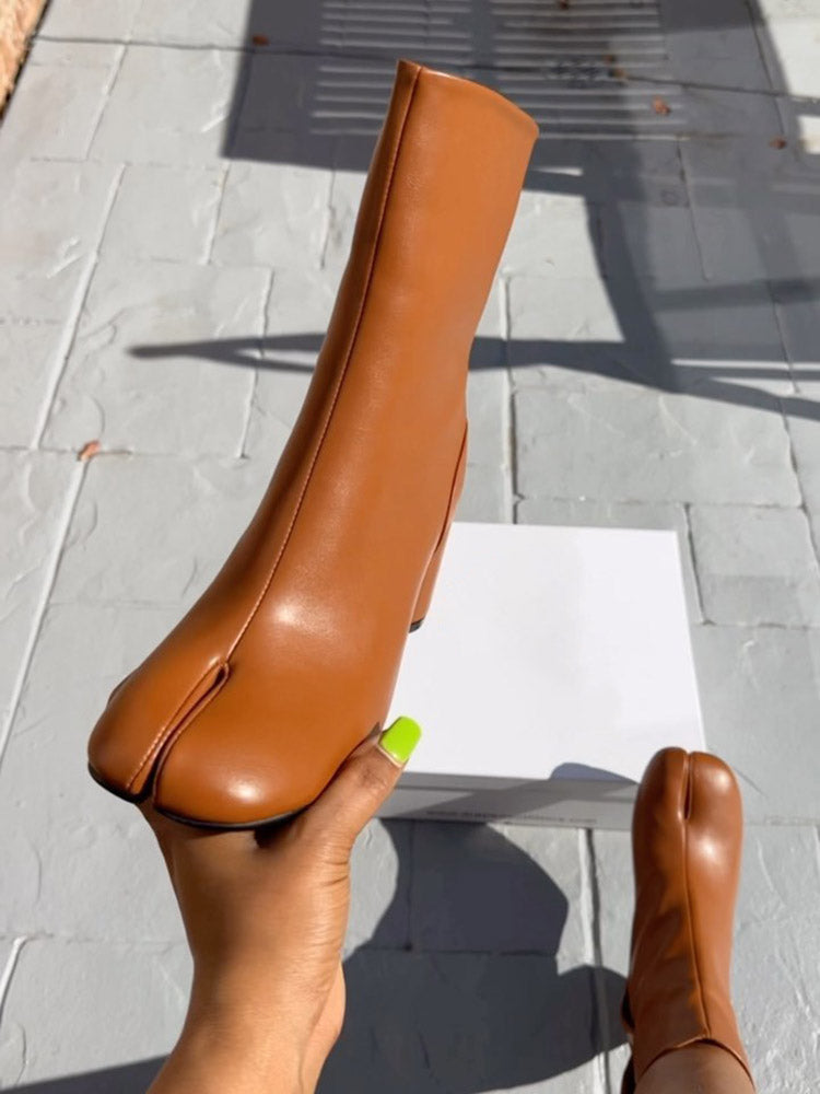 Split Toe Chunky Heel Boots – ECHOINE