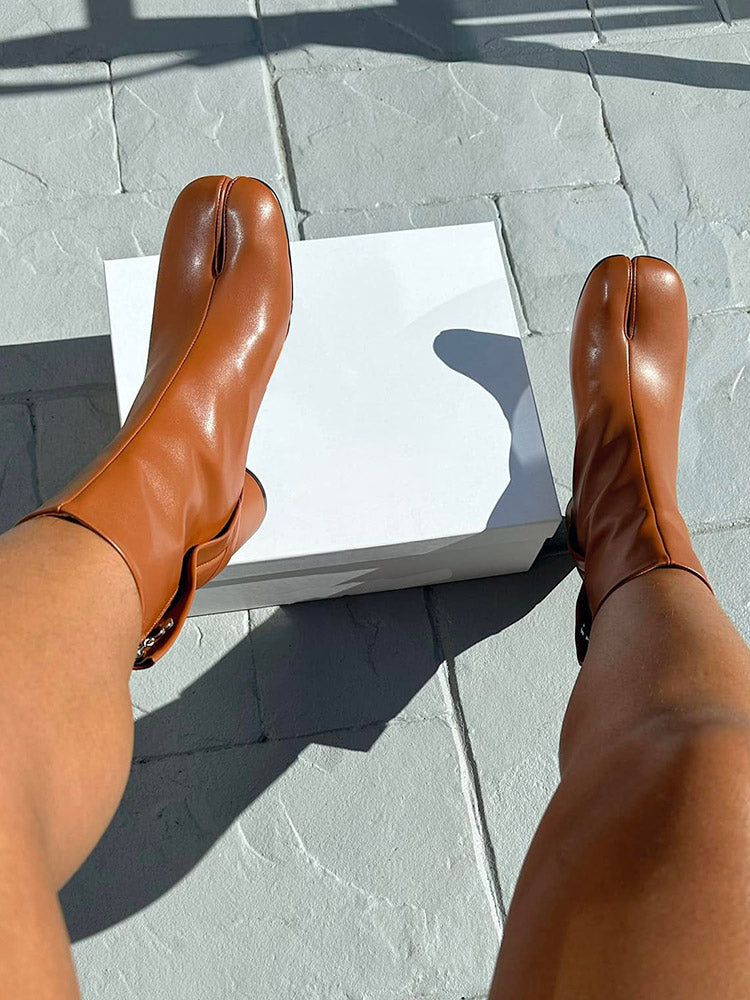 Split Toe Chunky Heel Boots – ECHOINE